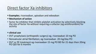 Antiplatelets and anticoagulants | PPTX