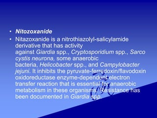 Antiprotozoal drugs classification,mechanism of action uses and adverse ...
