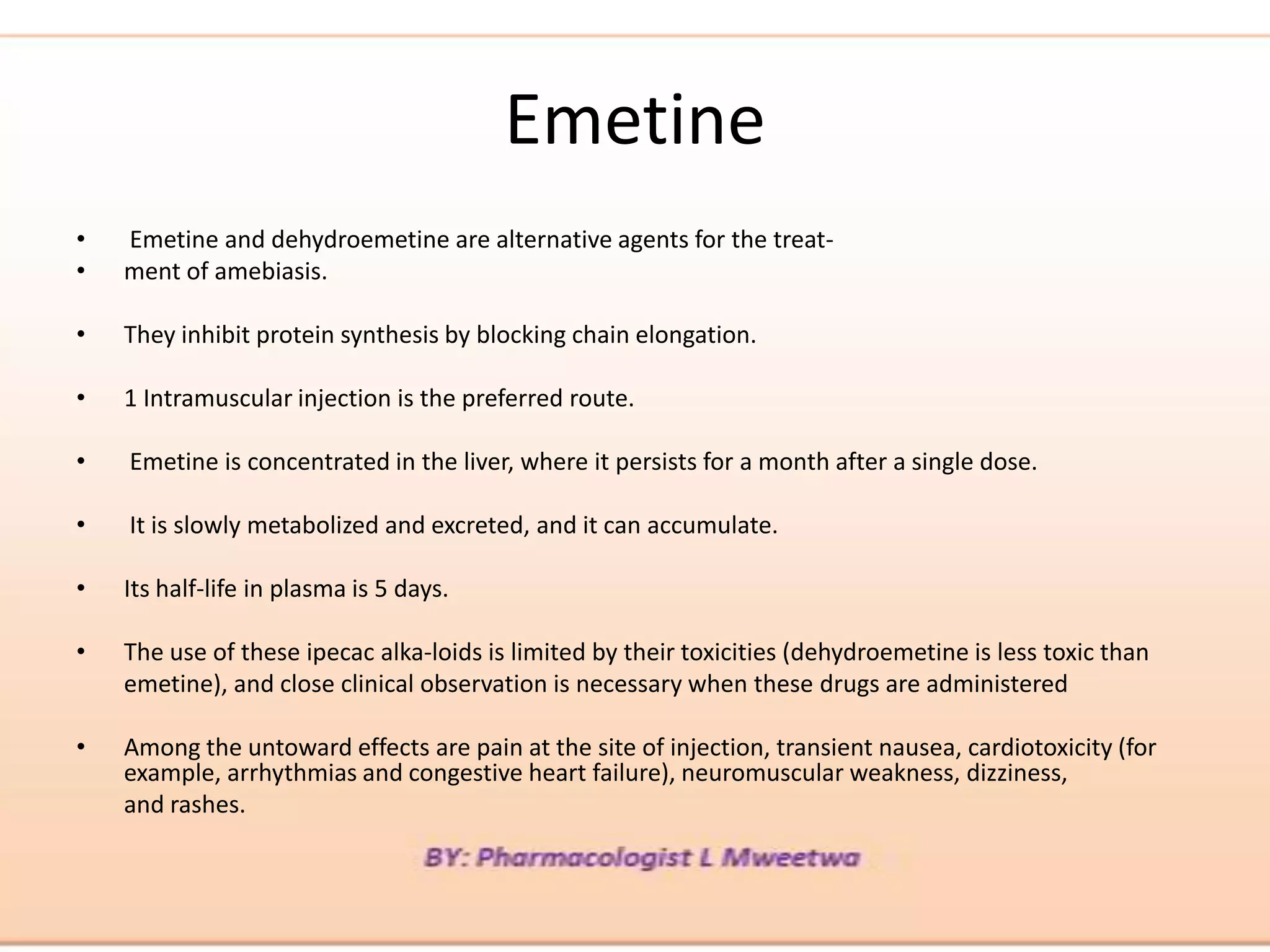 Antiprotozoal protozoa nematodes cestodes trematodes • Malaria ...