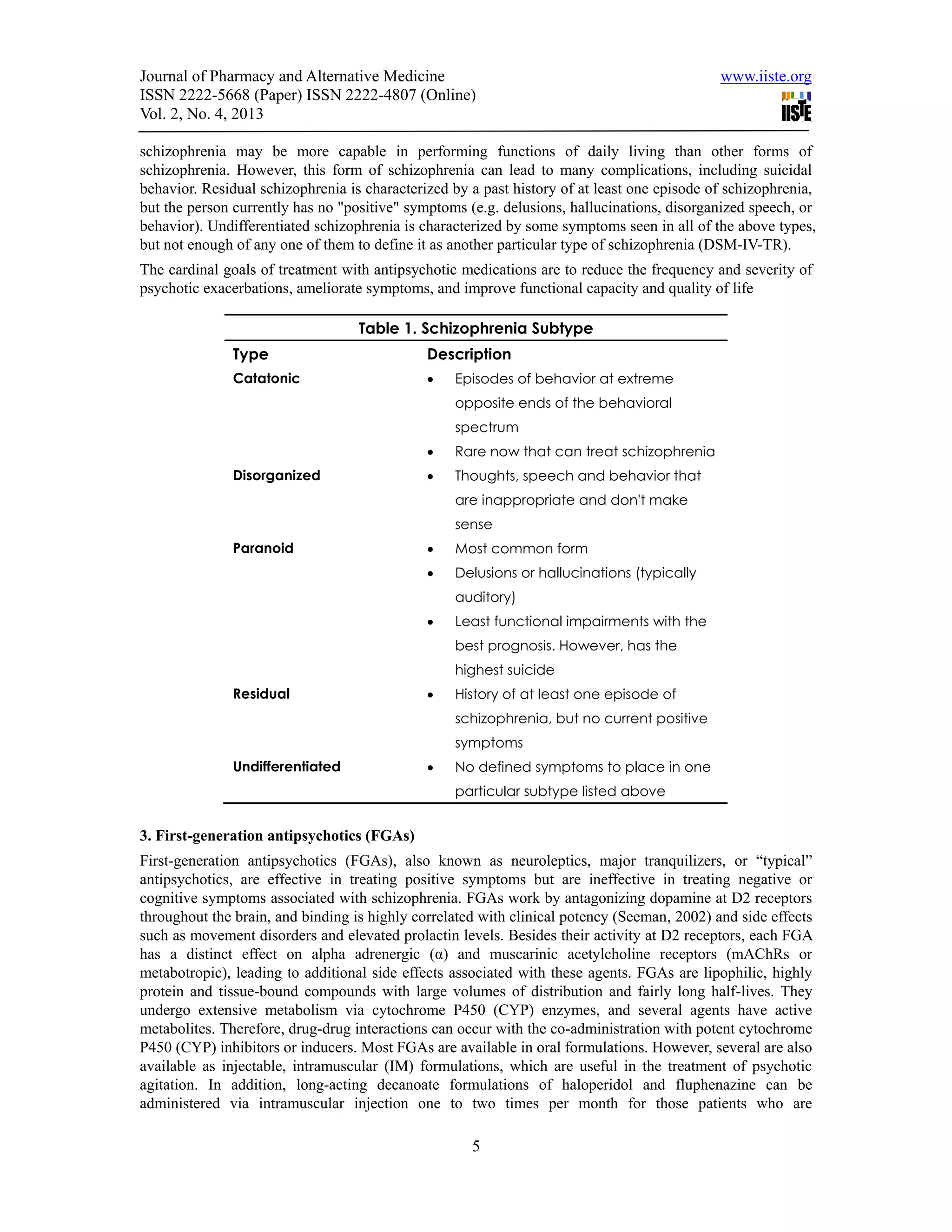 Antipsychotic drugs a review with a focus on qt prolongation | PDF