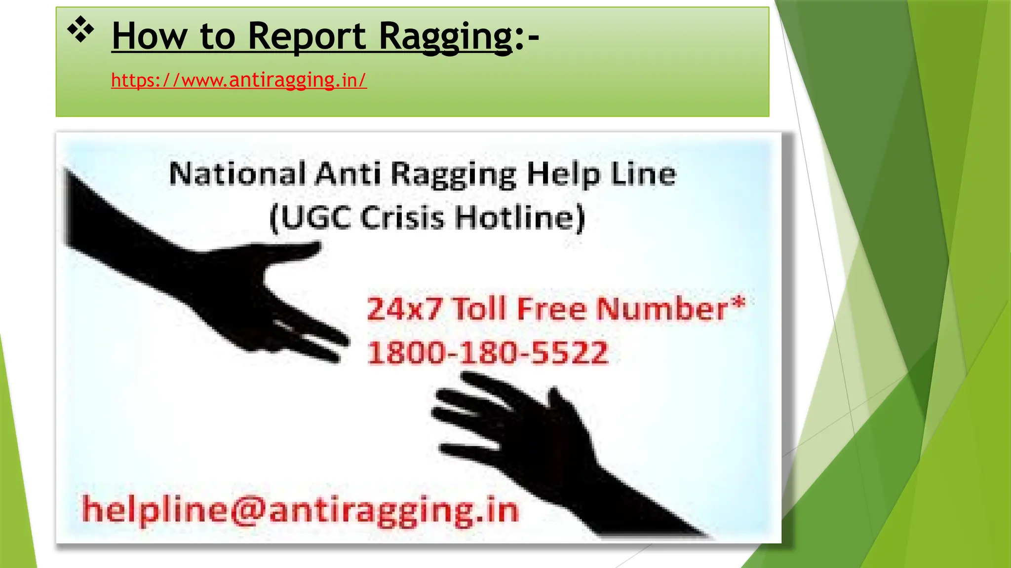 Anti Ragging ppt for making students informed.pptx