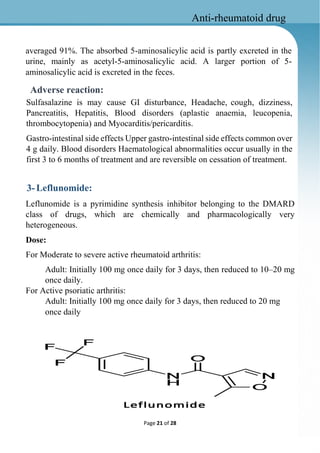 Anti rheumatic drug ( NSAIDs and DMARDs ) | PDF
