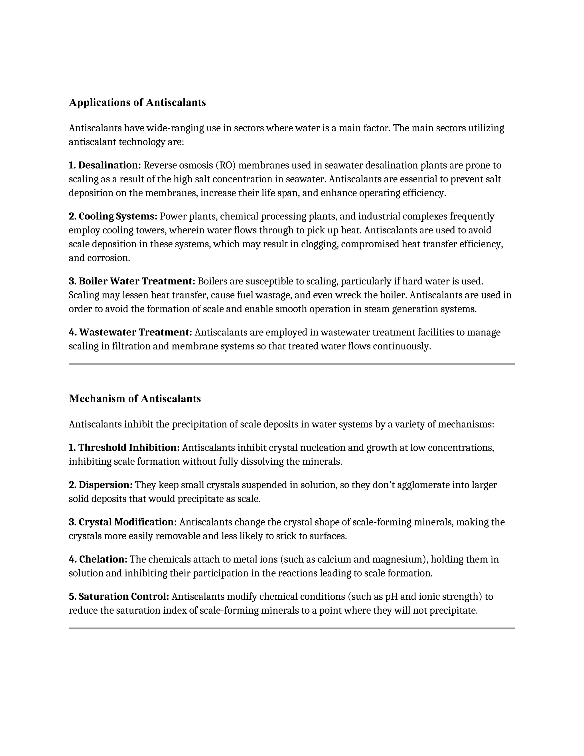 ANTISCALANTS: TYPES, MECHANISM AND APPLICATIONS | DOCX