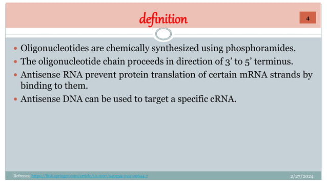 Antisense oligonucleotides ppt.ppt ISF COLLEGE OF PARMACY | PPTX