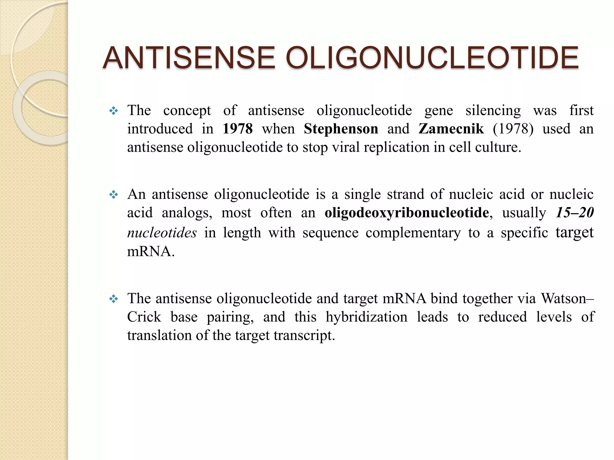 Antisense technologies and antisense oligonucleotides | PPTX