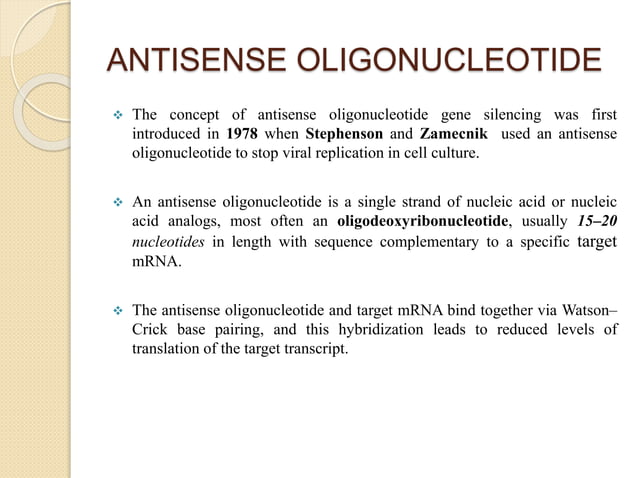 Antisense technologies and antisense oligonucleotides | PPTX