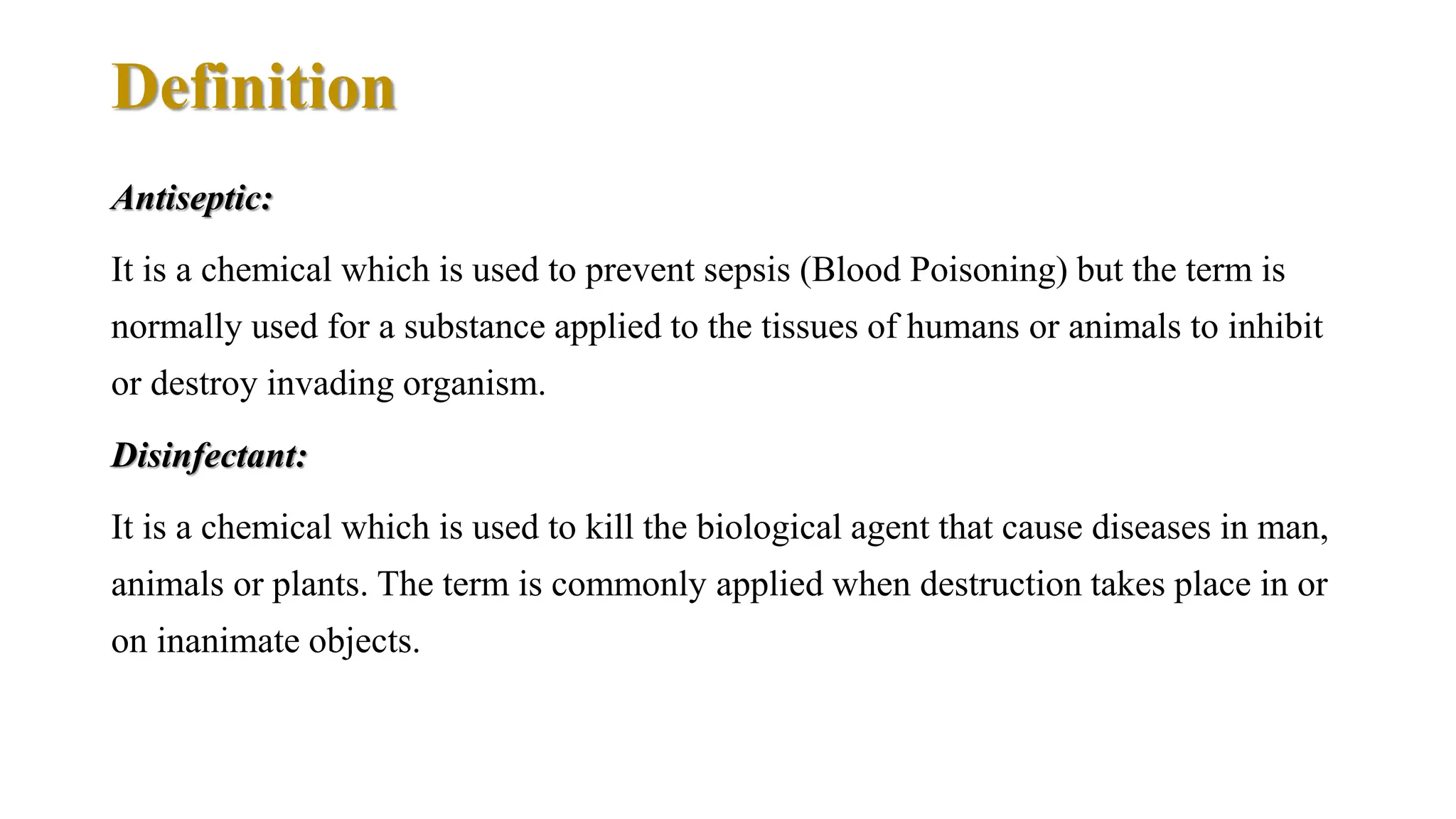 Antiseptic And Disinfectant Presentation of Pharmaceutical Chemistry | PDF