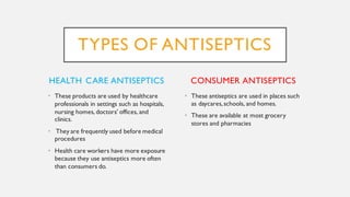 Antiseptic and disinfectant their uses and examples | PDF