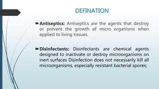 Antiseptic & disinfectants (For D.Pharm 2nd year) [BTE, Lucknow] | PPT