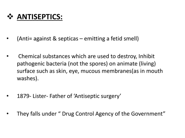 Antiseptics and disinfectant | PPTX