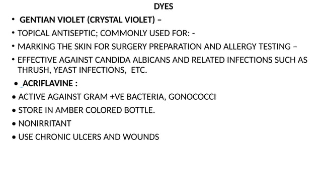 pharmacology of commonly used antiseptics and disinfectants | PPTX