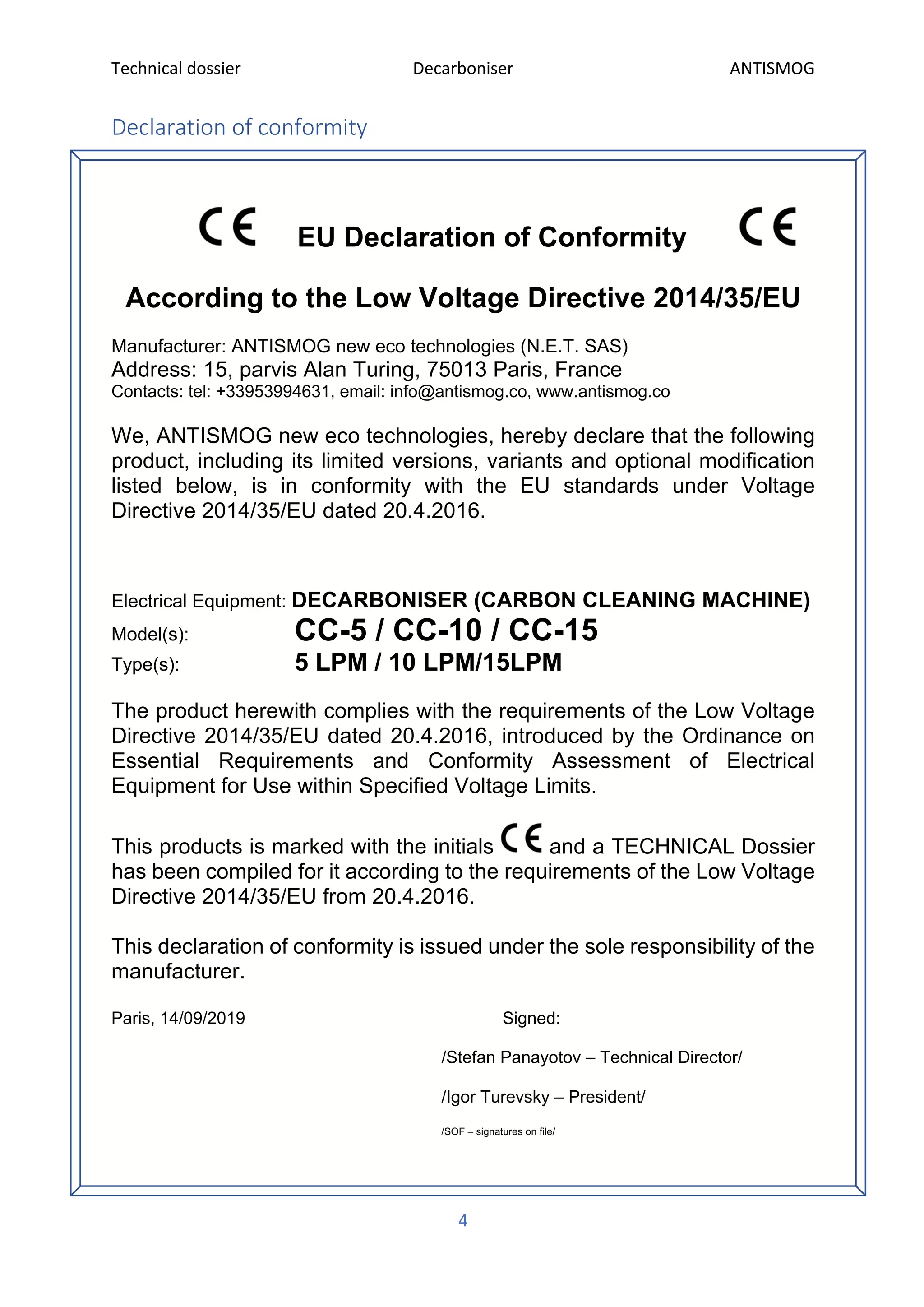 ANTISMOG CE LVD Safety Certificate -v11_2020 | PDF