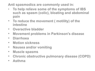 Antispasmodic drugs | PPTX