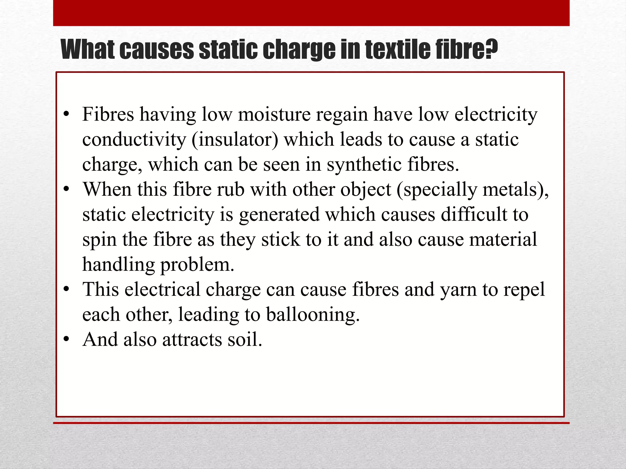 Antistatic finish in textile | PPTX