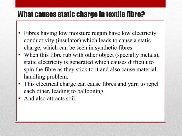 Antistatic finish in textile | PPTX