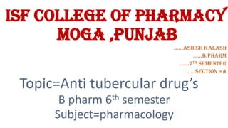 Anti tuberculosis drugs with classification for b pharmacy students | PDF