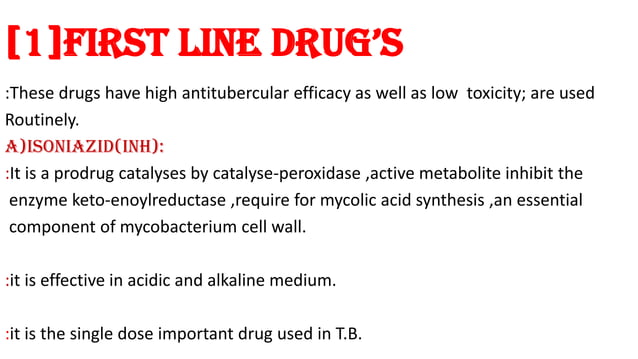 Anti tuberculosis drugs with classification for b pharmacy students | PDF