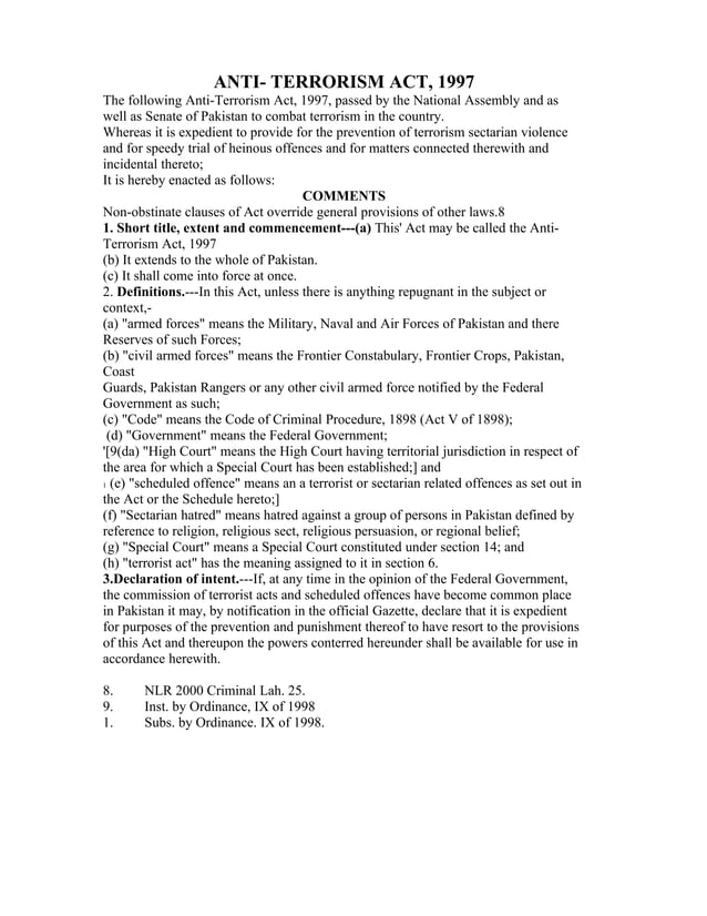 Antiterrorismact1997 | PDF