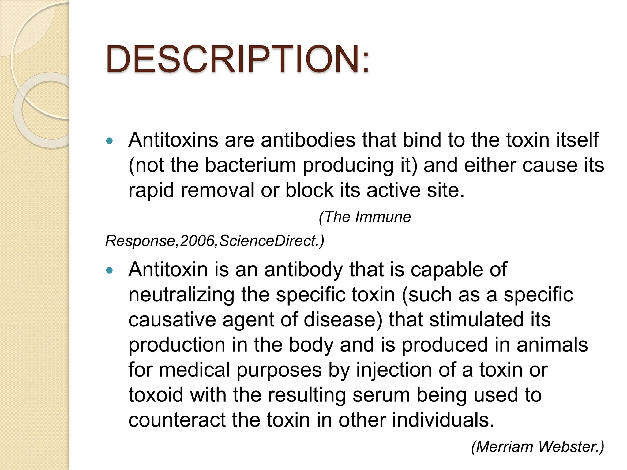 Anti toxins principle and their uses advantages and disadvantages | PPTX