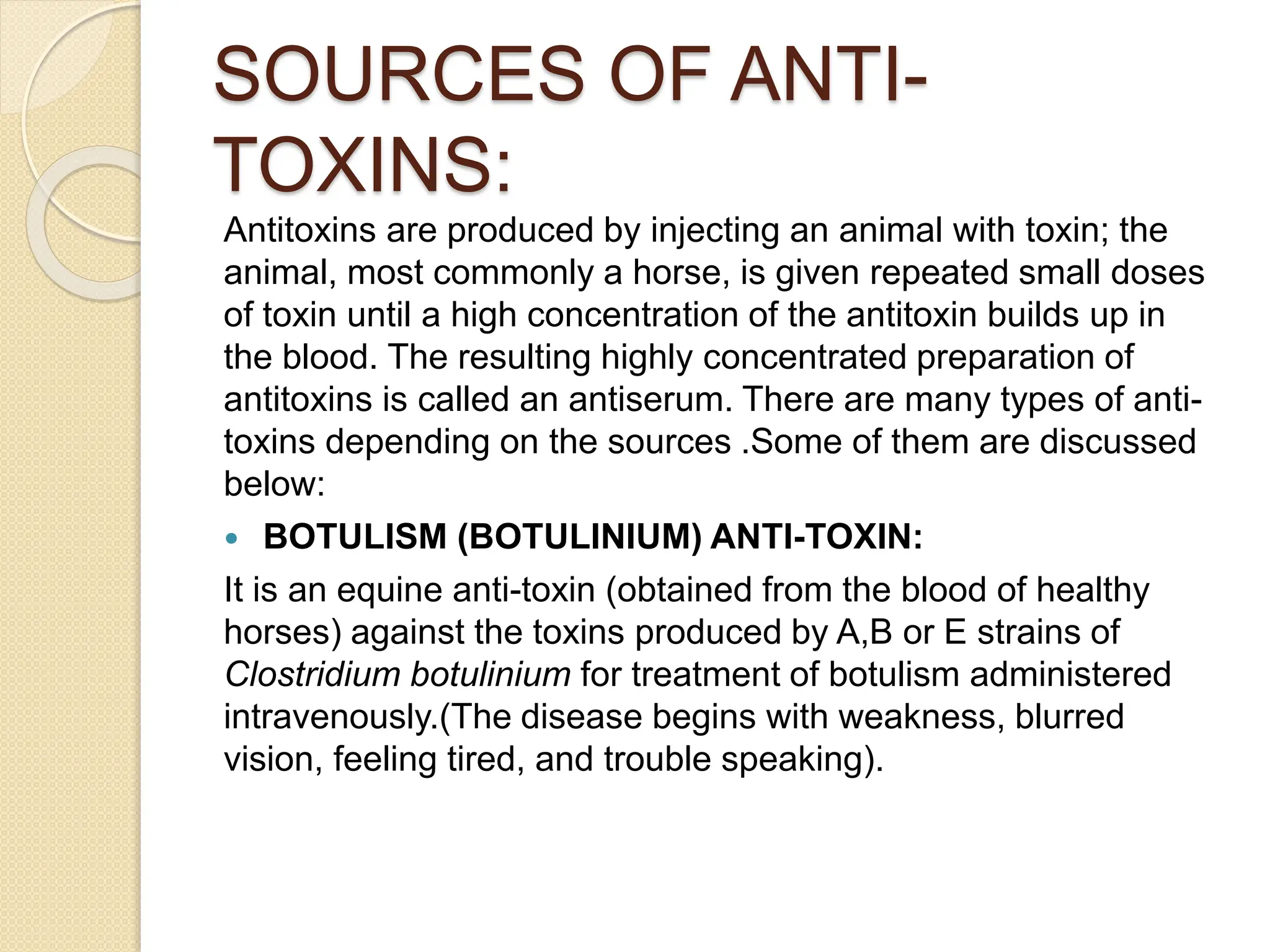 Anti toxins principle and their uses advantages and disadvantages | PPTX