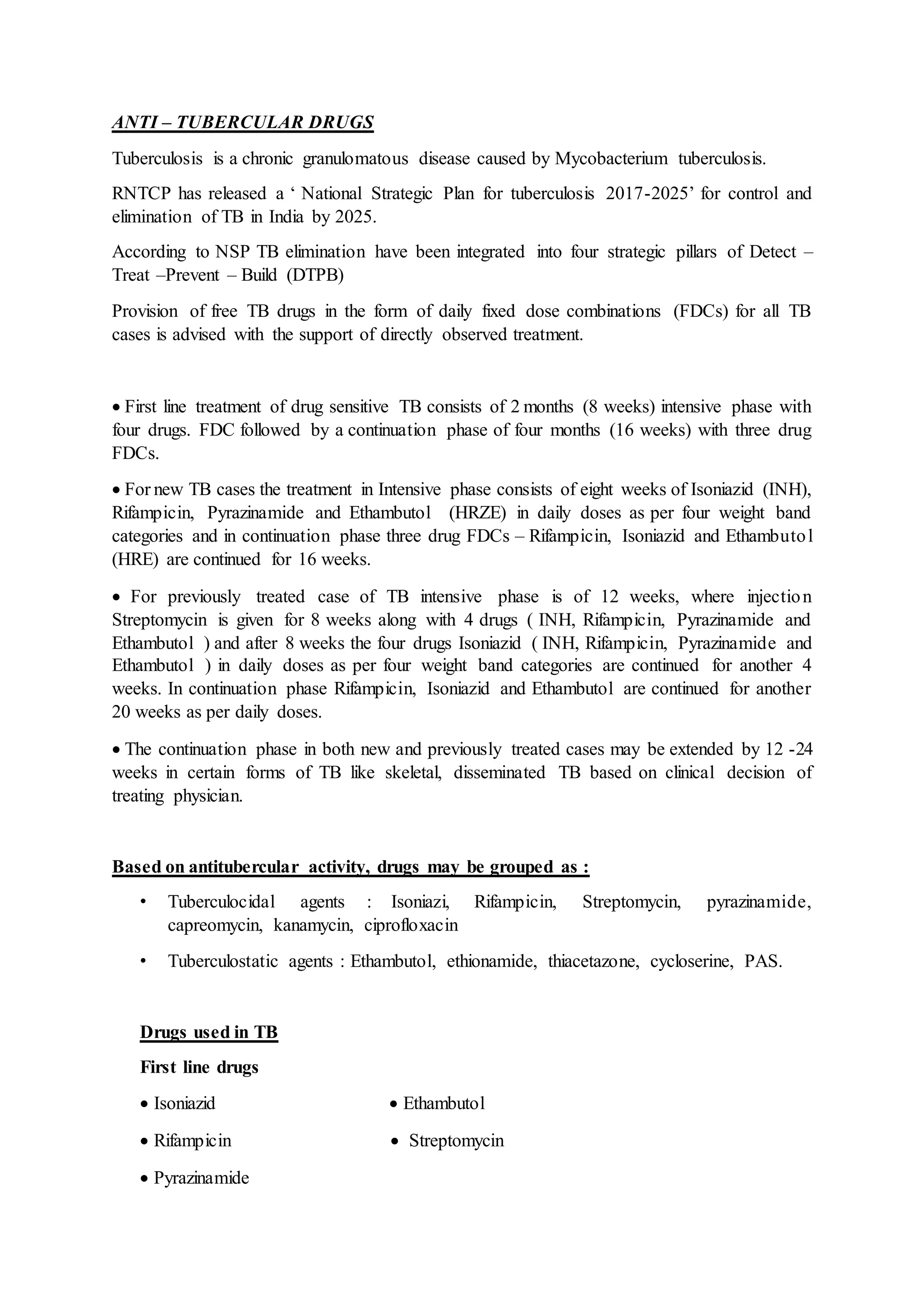 Antitubercular drugs (ATT drugs) | DOCX