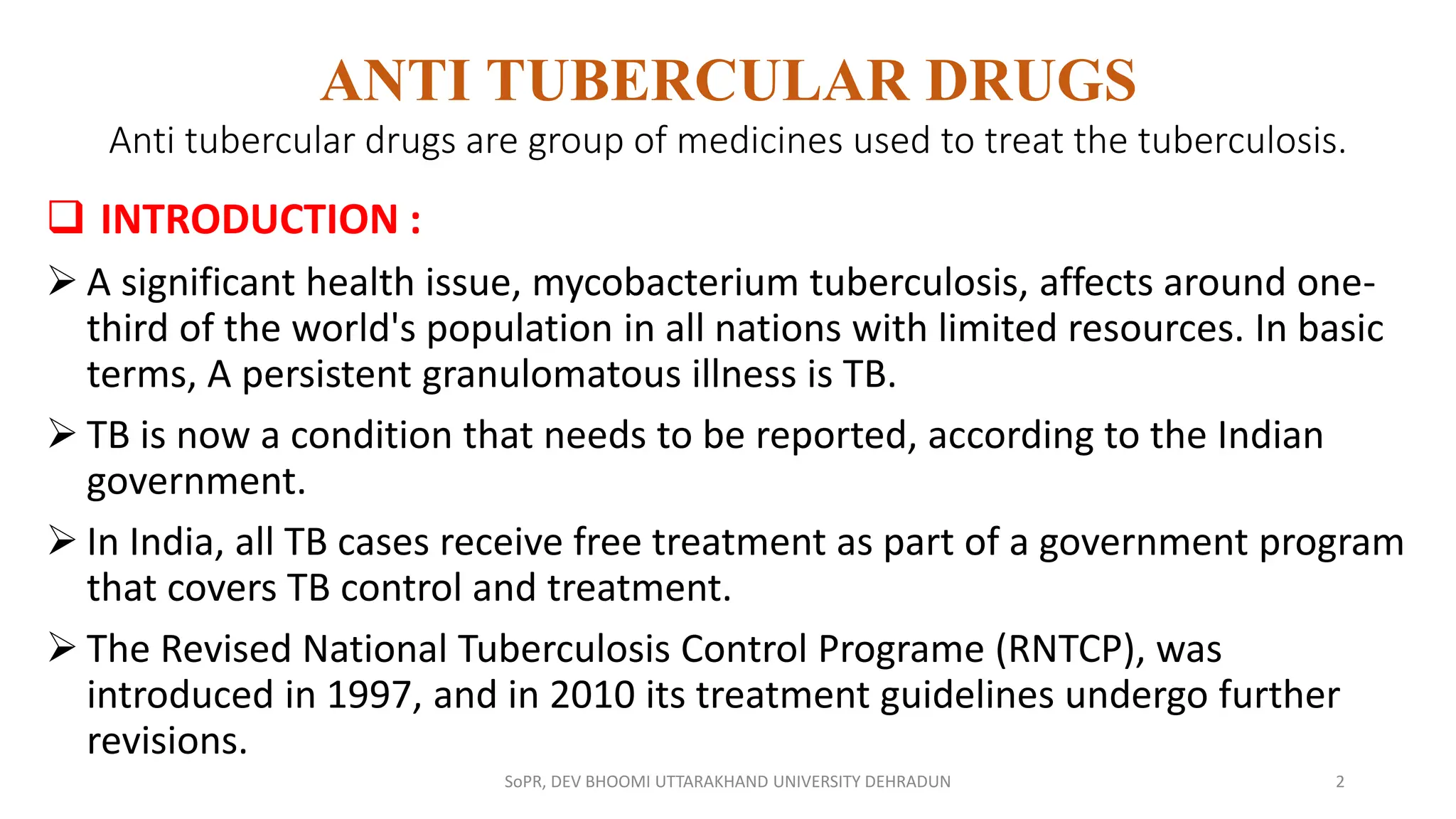 ANTI TUBERCULAR DRUGS AND THEIR ACTIONS. | PPT