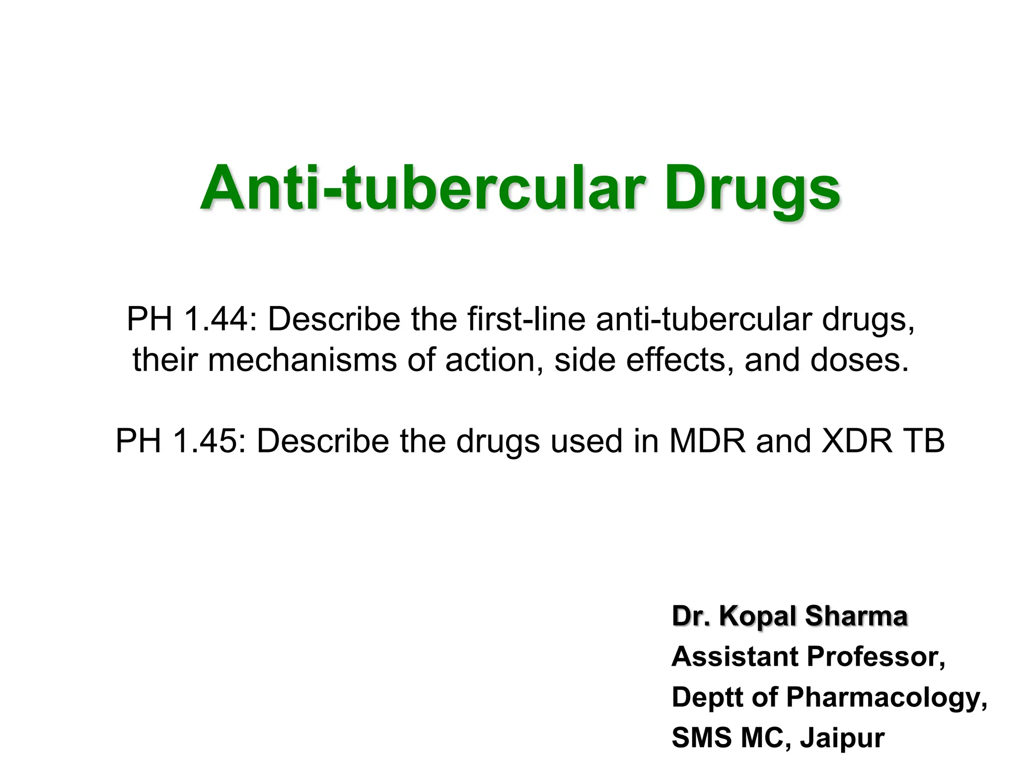 Antitubercular drugs and management of TB.ppt
