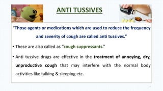 Anti Tussives, Cough Suppressants , by Dr. Baqir Naqvi.pptx