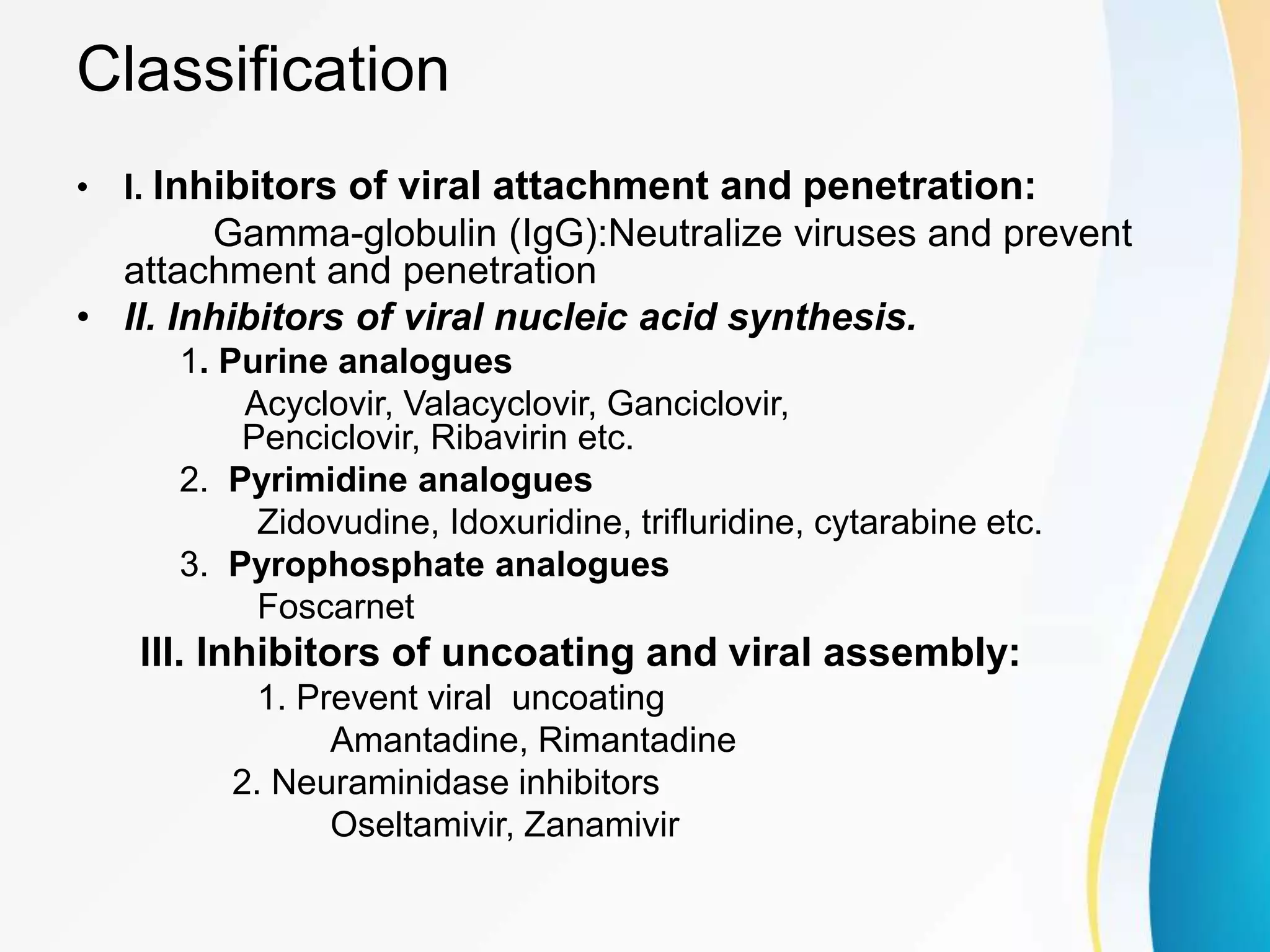 Antiviral agents history, classification,mechanism of action and ...