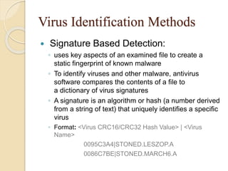 Antivirus - Virus detection and removal methods | PPTX