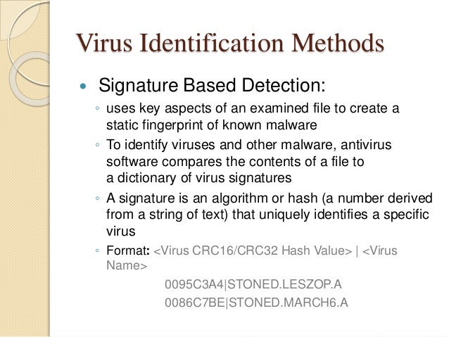 Antivirus - Virus detection and removal methods