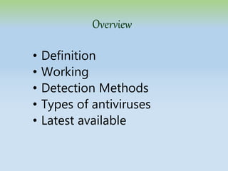 Antiviruses and how they work | PPTX