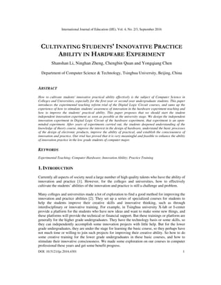 CULTIVATING STUDENTS'INNOVATIVE PRACTICE ABILITY IN HARDWARE EXPERIMENT | PDF | Undergraduate ...