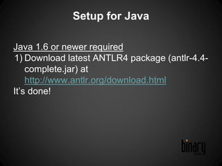 Binary Studio Academy PRO: ANTLR course by Alexander Vasiltsov (lesson 1) | PPTX | Programming ...