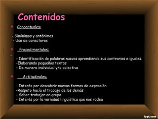 Antónimos y sinónimos | PPT