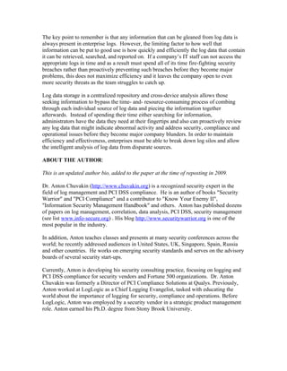 Log Analysis Across System Boundaries for Security, Compliance, and ...