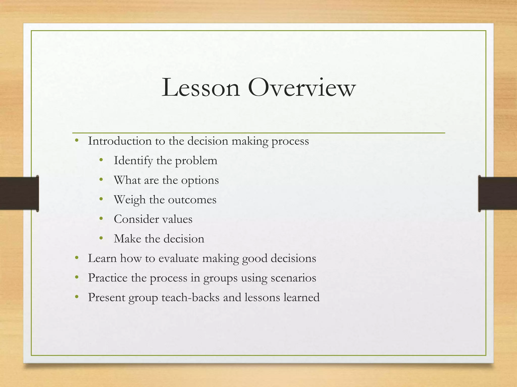 Teaching The Decision Making Process for High School Students | PPTX
