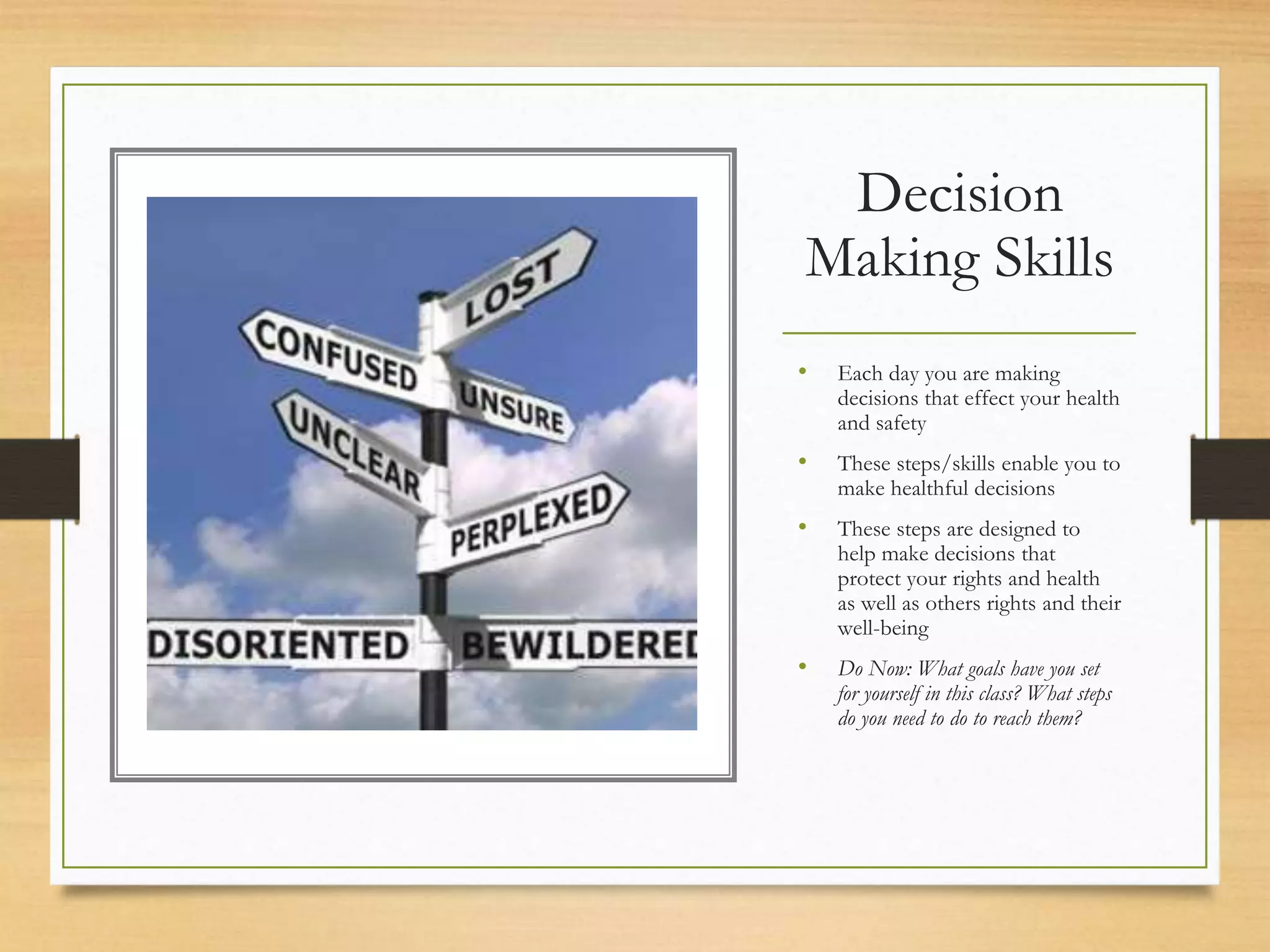 Teaching The Decision Making Process for High School Students | PPTX
