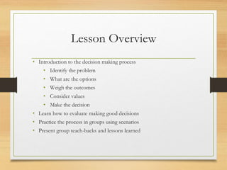 Teaching The Decision Making Process for High School Students | PPTX