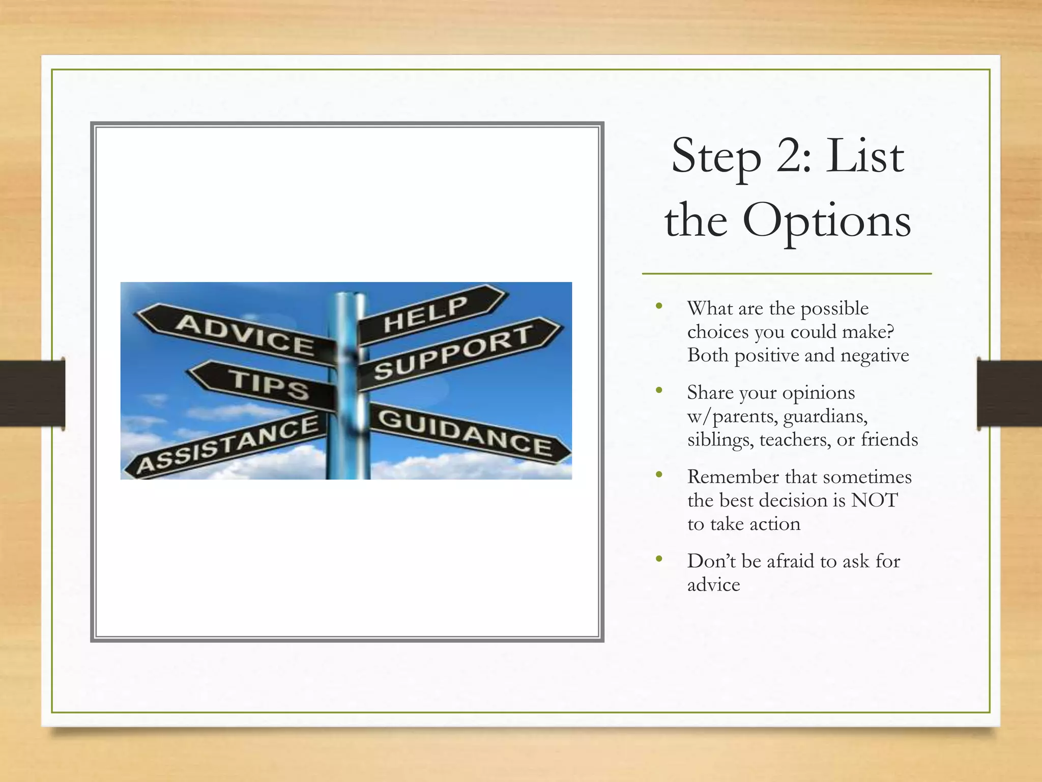 Decision Making Skills for Middle Schoolers | PPTX