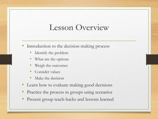 Decision Making Skills for Middle Schoolers | PPTX
