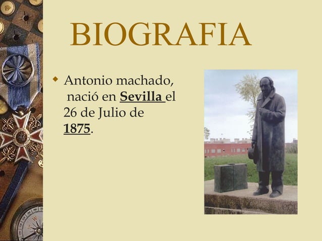 Antonio Machado. comentario y biografía | PPT