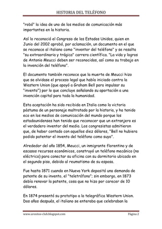 Antonio Meucci...Y El Teléfono. | PDF