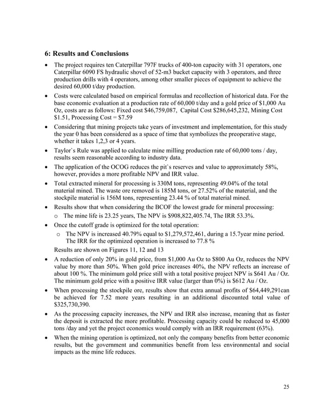 Economic Assessment and Value Maximizations of a Mining Operation based ...