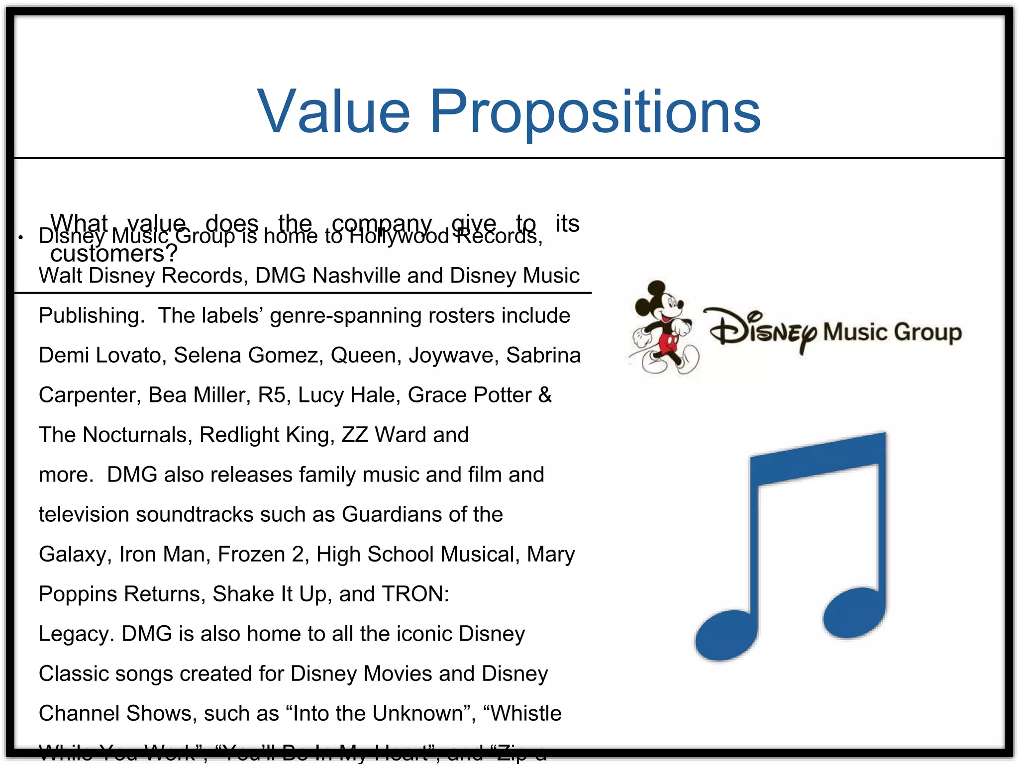 'Disney Music Group' Company Business Model (Group Project) | PPT