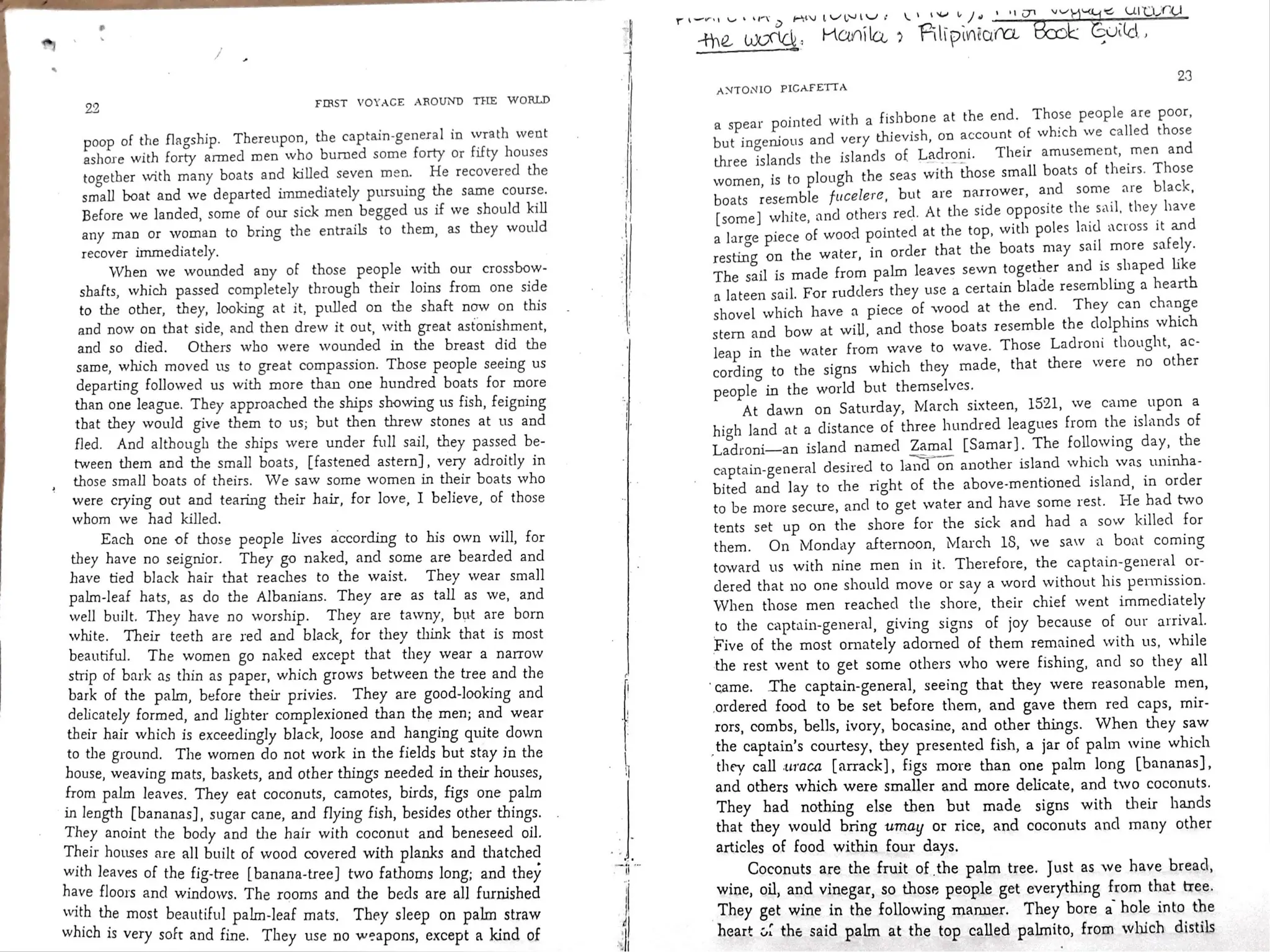 Antonio Pigafetta Pre-Colonial Culture of the Filipinos and the First ...