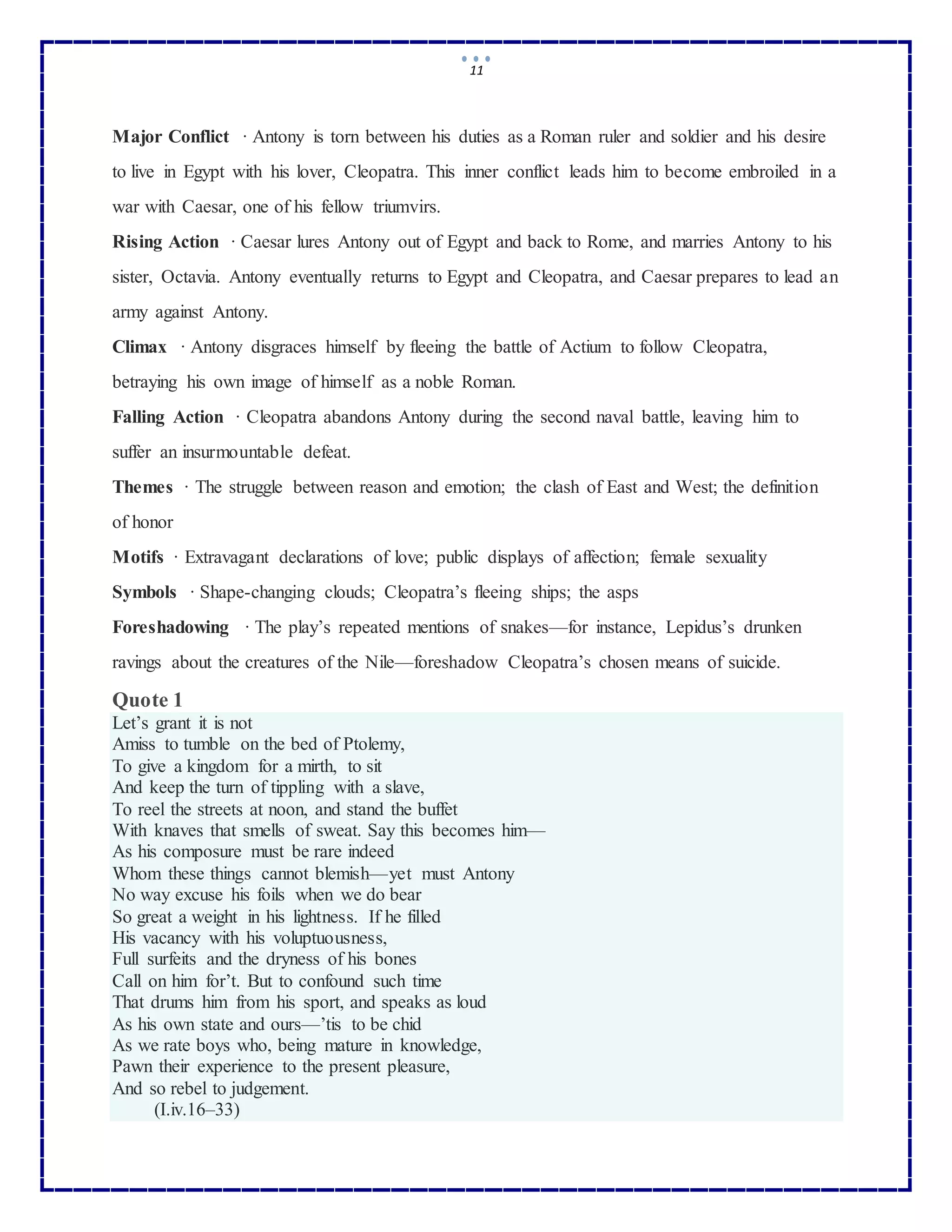 Antony and cleopatra (Critical Study & Analysis) | DOCX