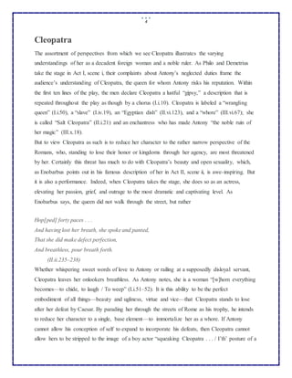Antony and cleopatra (Critical Study & Analysis) | DOCX