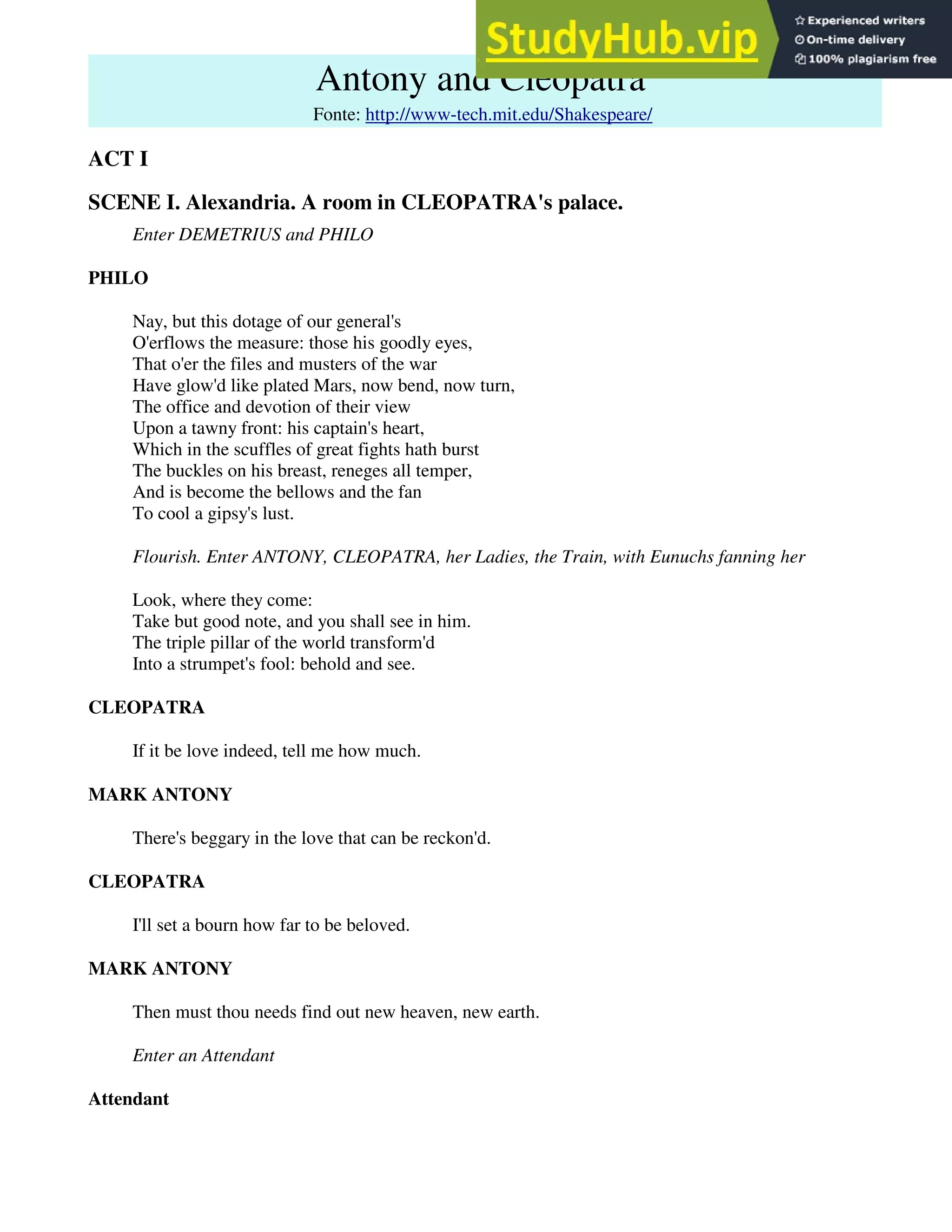 Antony And Cleopatra.Pdf | Sci-fi and Fantasy | Hobbies & Interests