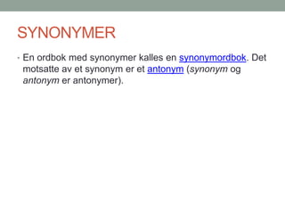 Antonymer og synonymer | PPTX